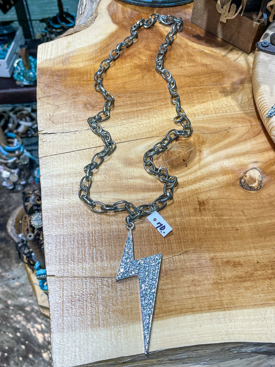 Lightning Bolt Crystal Chain Necklace – Style Babes