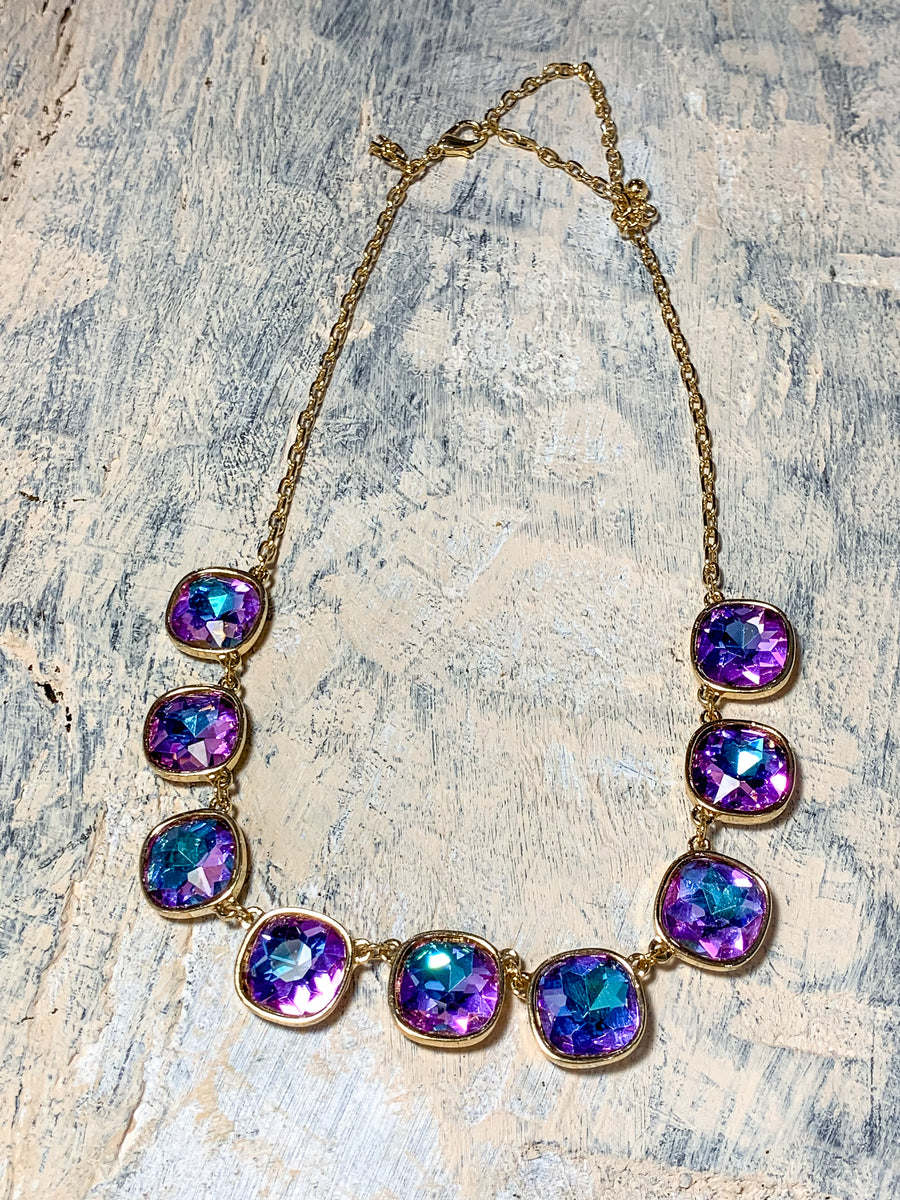 Mayla Purple Charm Necklace - Gold – Style Babes