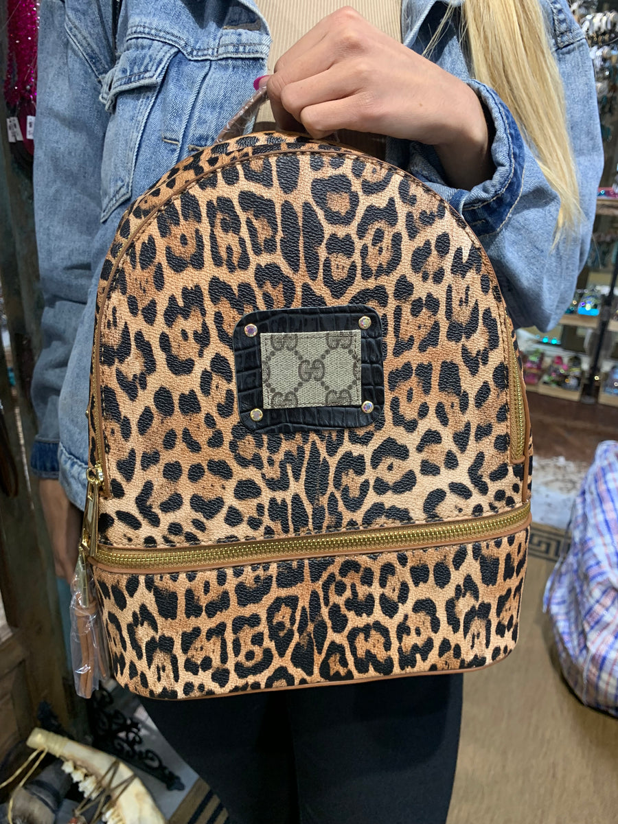 Leila G Upcycled Leopard Backpack With Wallet - Black – Style Babes