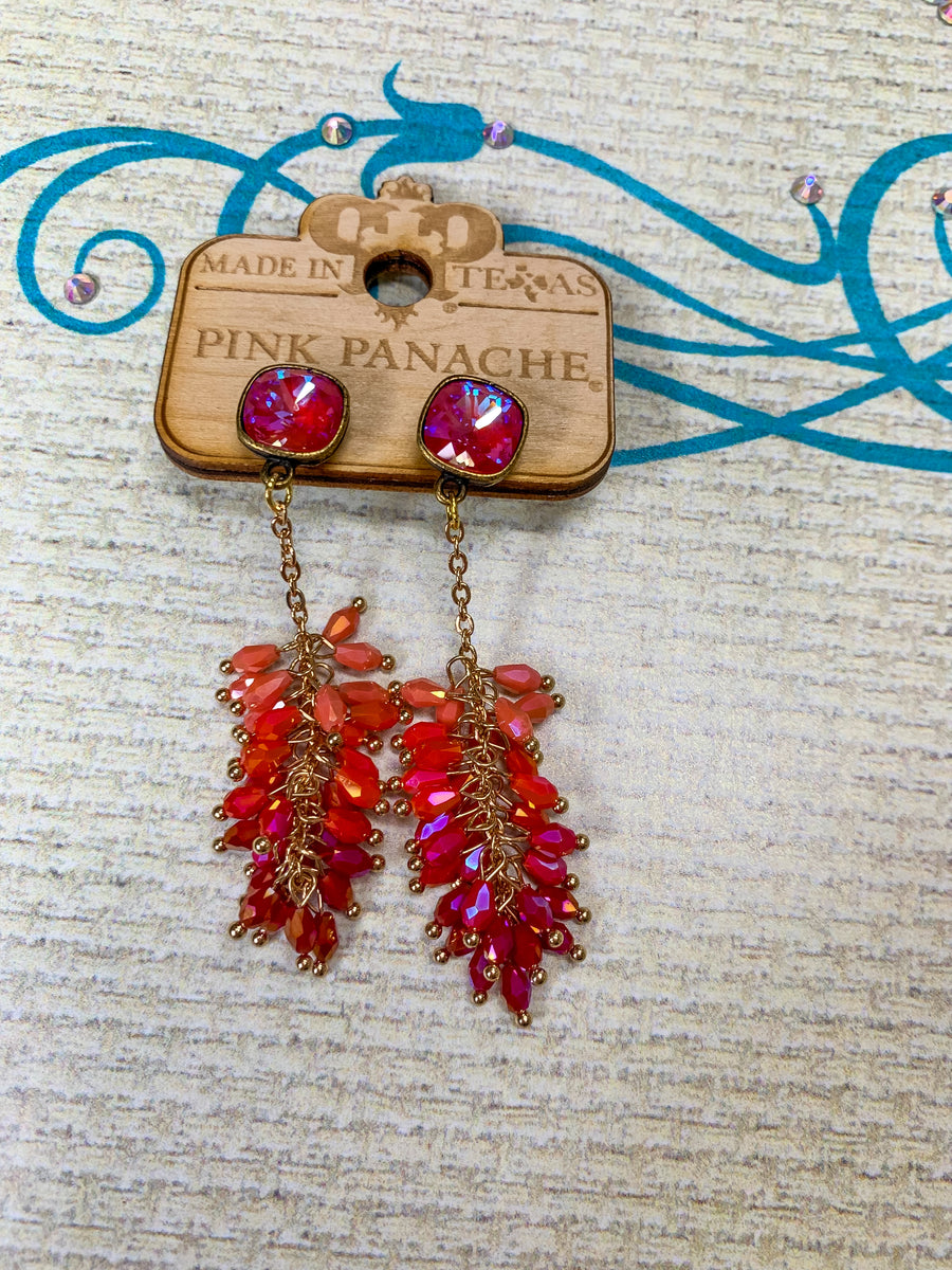 Tropical Mixer Pink Panache Beaded Crystal Earrings - Red Mix – Style Babes