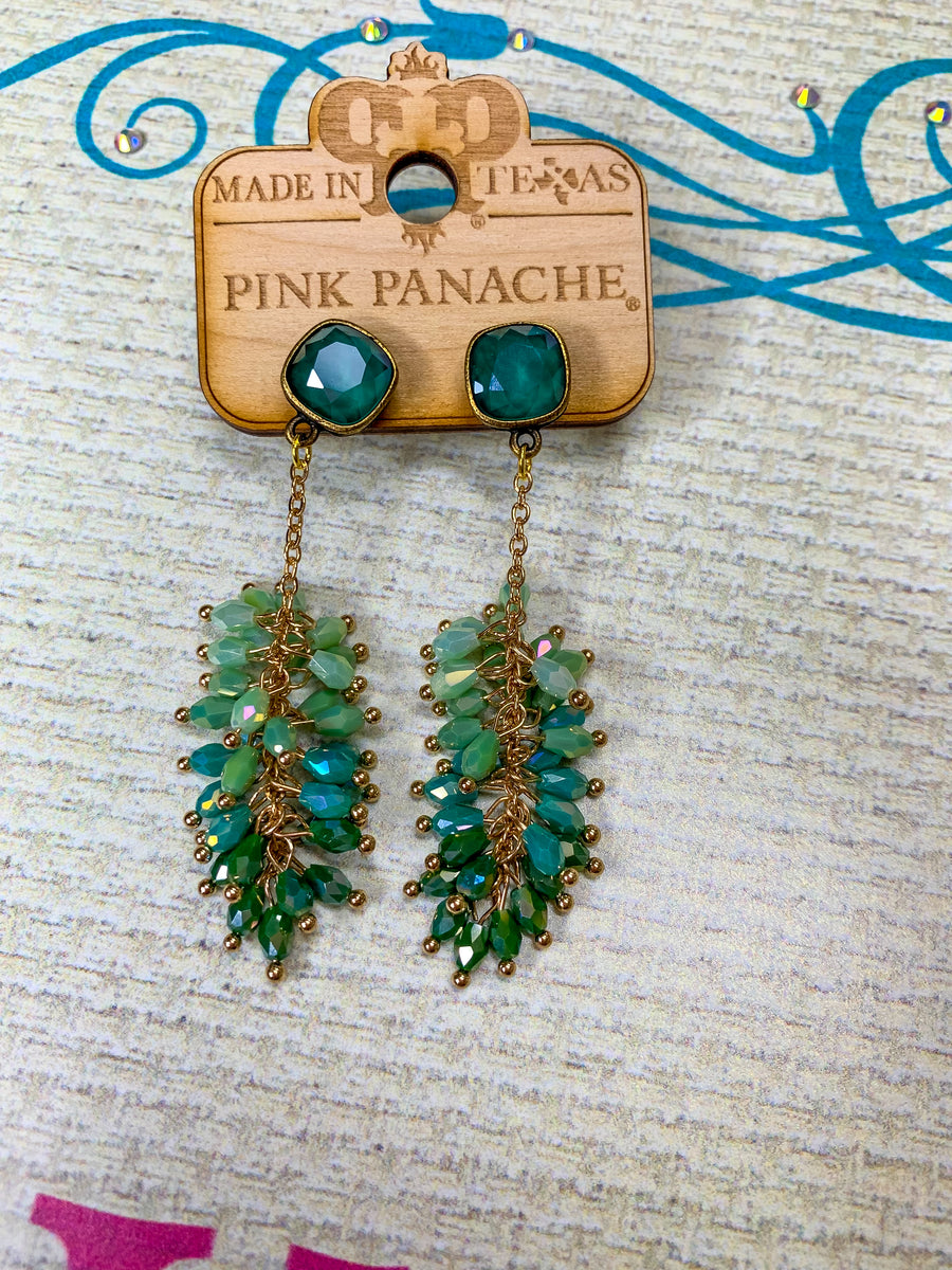 Tropical Mixer Pink Panache Beaded Crystal Earrings - Green Mix – Style ...