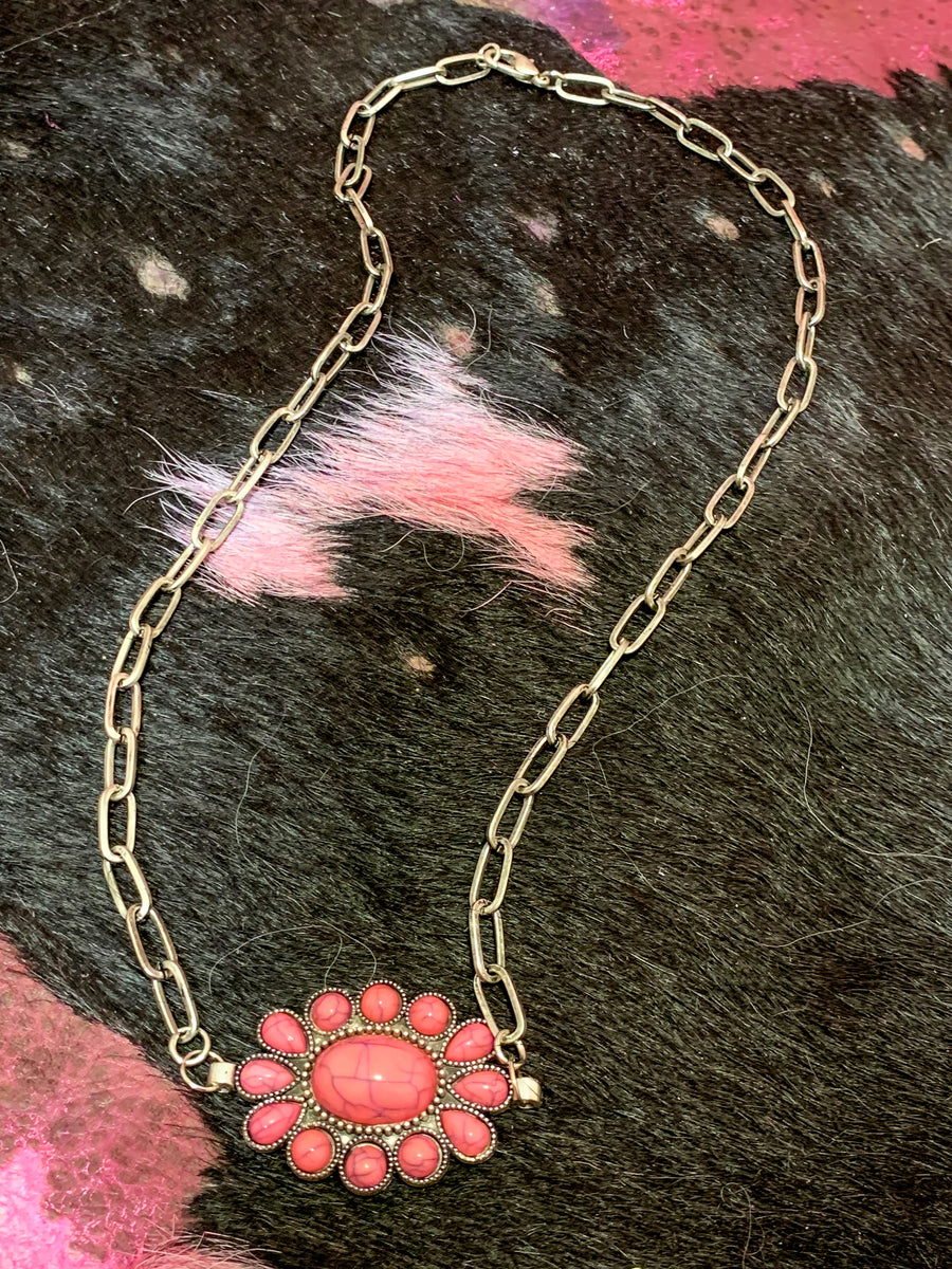 River Squash Blossom Chain Necklace - Pink – Style Babes