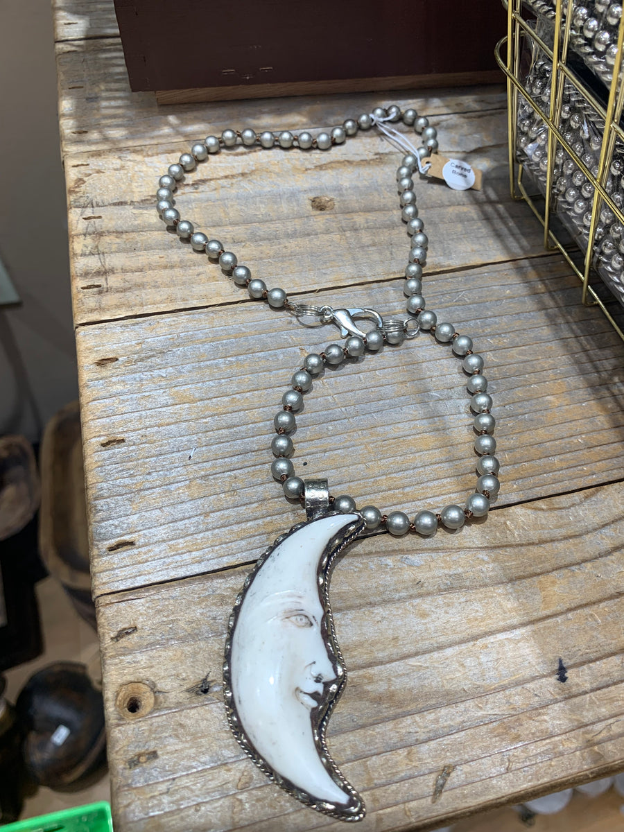 Carved Bone Crescent Moon Necklace – Style Babes