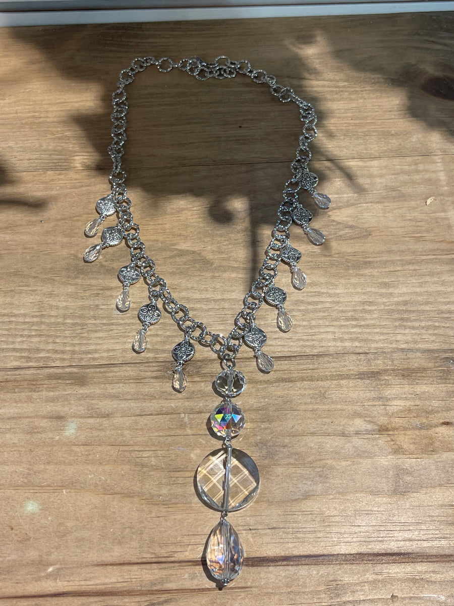 Clear bead silver chain J Coons Necklace – Style Babes