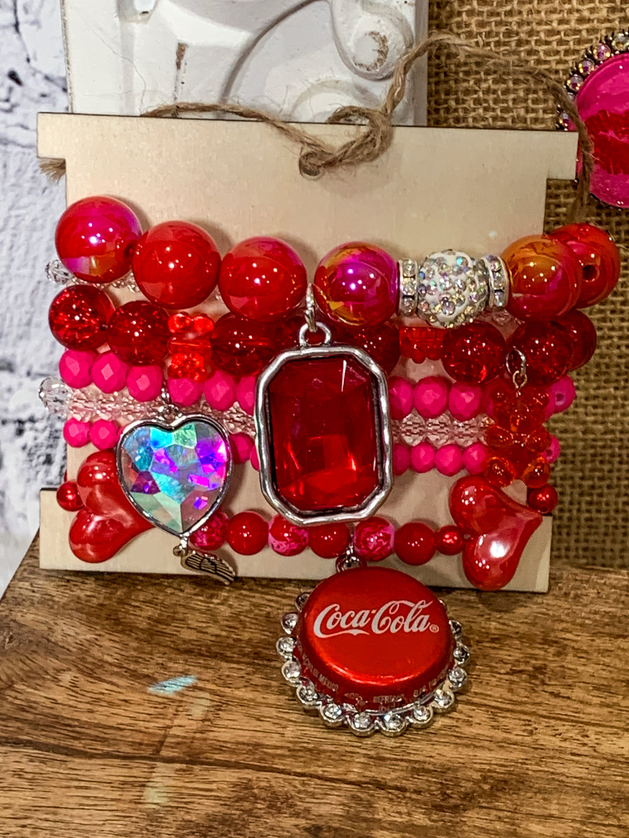 I Heart Soda Coca Cola Charm Bracelet Set - Red Mix – Style Babes